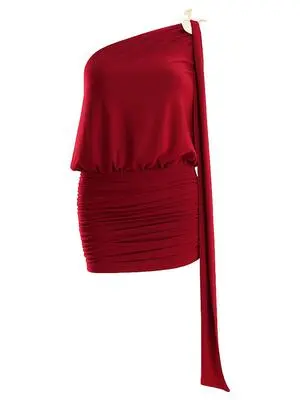 MAISON DE GALA Maison De Gala Asymmetrical One-Shoulder Mini Dress Red