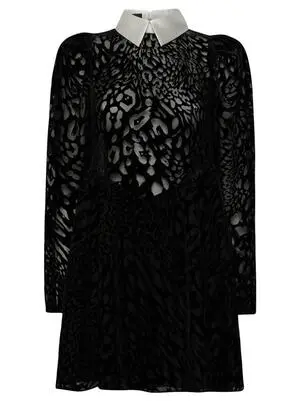 SVETA MILANO Oxford Leopard-pattern Velvet Dress - Black