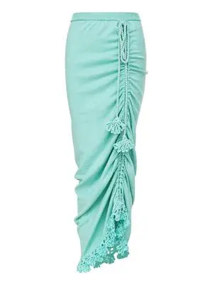 ANDREEVA Mint Carnation Knit Skirt With Handmade Embroidery - Green