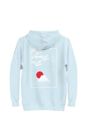 ANCHOR & CREW Sky Mount Fuji Landmark Cotton Blend Hoodie - Blue