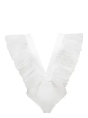 LA MUSA Fairyland" Couture Organza Ruffle Bodysuit - White