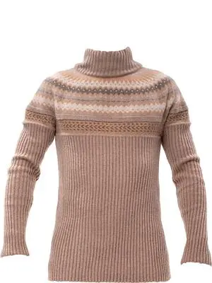 MAISON BOGOMIL Turtleneck Ribbed Long Sweater - Brown