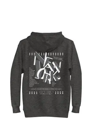 ANCHOR & CREW Heather Gustatory New York Coffee Scene Cotton Blend Embroidered Hoodie - Black