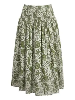 MARY MARSHMALLOW Long Everyday Skirt Sealife Olive - Green