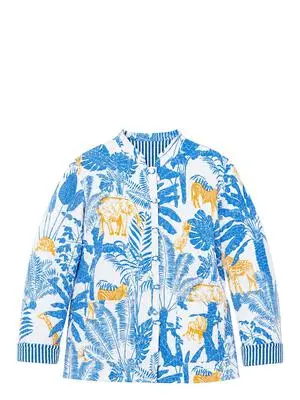 YUMI Jungle Reversible Cotton Quilted Jacket - Blue
