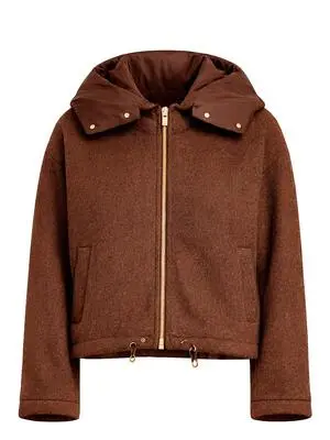 TANTRA SPAIN SL Short Wool Coat With Detachable Hood And Padded Collar - Brown