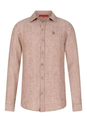 MAISON TANGERINE / Neutrals Beach Melange Linen Shirt For Brown