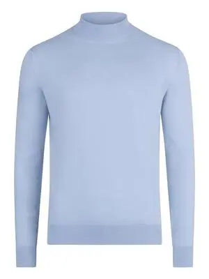 PAUL JAMES KNITWEAR Fine Cotton Mock Neck Jumper - Silver