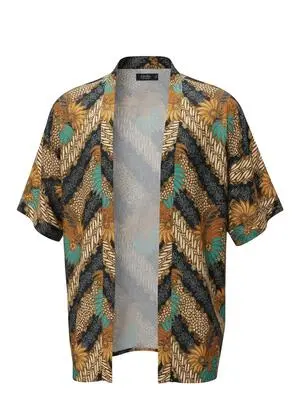 ORIGIN OF HEARTS Neutrals Nassau Resort Satin Kimono Shirt - Blue