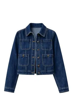 YUMI Stretch Denim Jacket With Pocket Detail - Blue