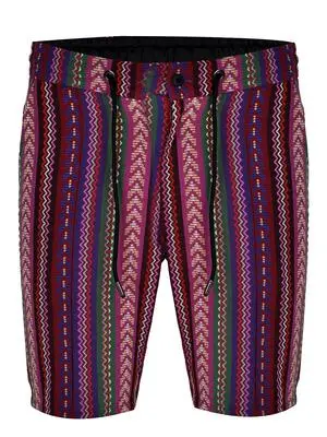 DAVID WEJ Dareski Tribal Print Drawstring Shorts Wine Multi - Red