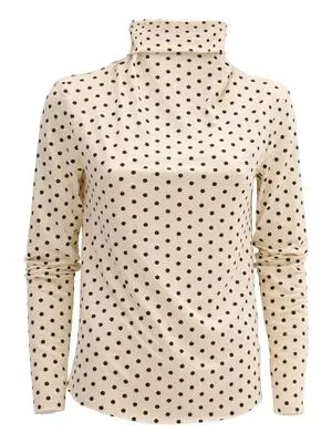 JULIA ALLERT Neutrals / Basic Long Sleeve Top Polka Dot Beige - Black