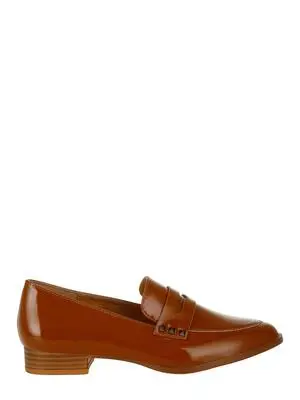 RAG & CO Noshiya Tan Patent Pleather Penny Loafers In By Rag & Co