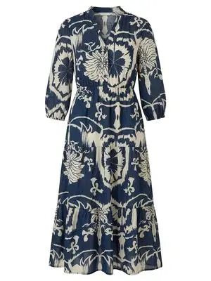 JAMES LAKELAND Navy Ornatal Print Tiered Midi Dress - Blue