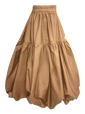 FROCK TALES Mylar Puffball Midi Skirt In Biscuit Gold