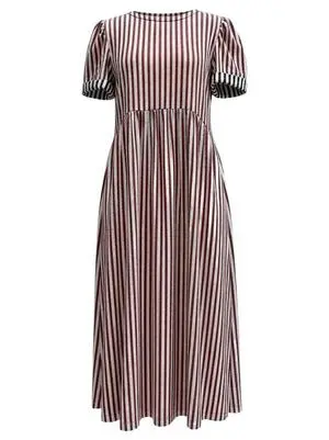 BEIRA Flora Dress – Stripe Cotton - Red