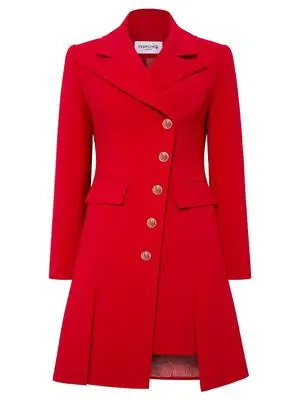 FEMPONIQ Asymmetric Pleated Blazer Dress - Red