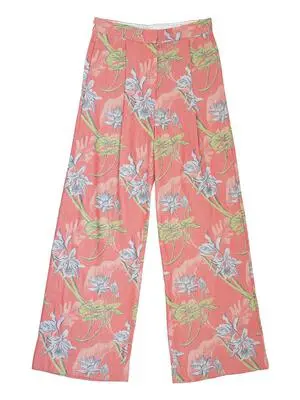 MANUELA CABRALES Floral Print Wide Leg Trousers - Red