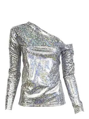 LALIPOP DESIGN Mirror-effect Asymmetric Blouse - Silver