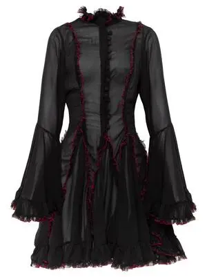 PALOMA LIRA Evanescence Dress Chiffon With Ruffled Detailing - Black