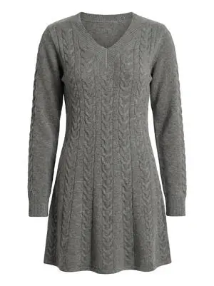 MODENAIRE Cable Knit Dress Sculpted Texture - Grey