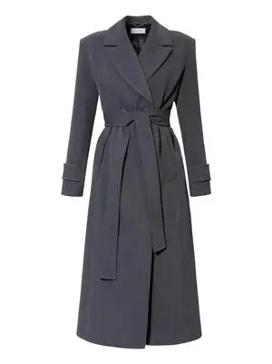 AGGI BY HALEWSKI Cartney Baltic Maxi Double Breasted Coat - Grey