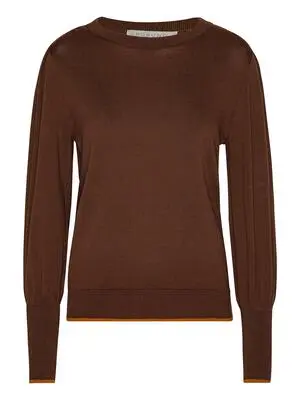 GROBUND Ingeborg Knit Blouse The One In With Contrasting Edge - Brown