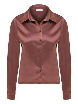 MAAN ISTANBUL Smooth Satin Shirt – Days Brown