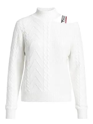 CHUKS COLLINS Neutrals / Red / White Victorian Cut Out Shoulder Ivory Sweater Diffusion Collection - Red/white