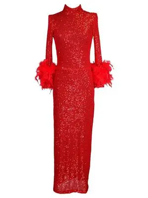 JENNAFER GRACE Catroux Dress In Ruby Sequin - Red