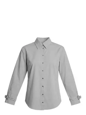 VIRAGO Wane Long Sleeve Button-down Shirt With Buckles In Gray - Grey