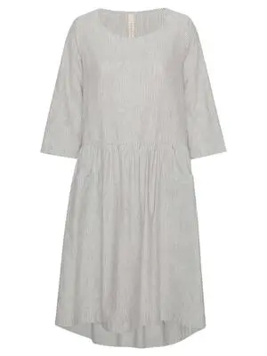 GROBUND The Nuka Dress The One With Stripes In Linen And Cotton - Grey