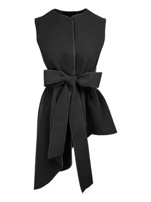 IZABELA MANDOIU Asymmetrical Belted Vest - Black
