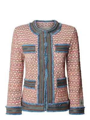 THE EXTREME COLLECTION Multi-tone Knit Jacket With Sky Braiding - Blue
