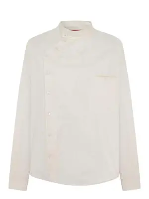 PCFG High Neck Jacket With Cotton-blend Stretch Fabric - White