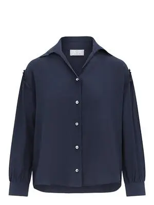 AUGURI Navy Silk Shirt - Blue