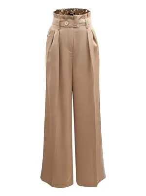 SMART AND JOY Pleats Straight Trousers - Brown