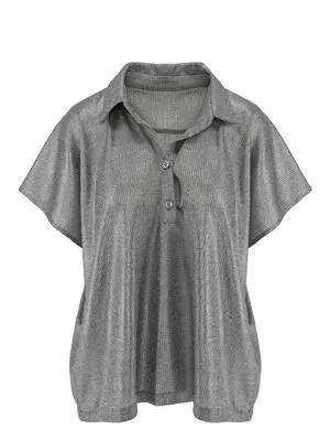 SILVIA SERBAN Jersey “polo” Top - Silver