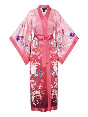 MENG Vermillion Ombre Silk Satin Kimono - Red