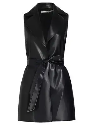 SANTE GRACE Vegan Leather Coat Dress/vest - Black