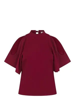 K-WIN LONDON Butterfly Sleeve Cold-shoulder Top - Red