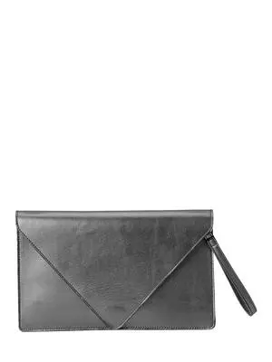 JUAN-JO Envelope Clutch Leather With Chain Metallic - Grey