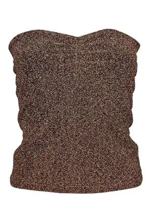 LALIPOP DESIGN Strapless Fitted Shiny Bronze Knitted Top - Brown