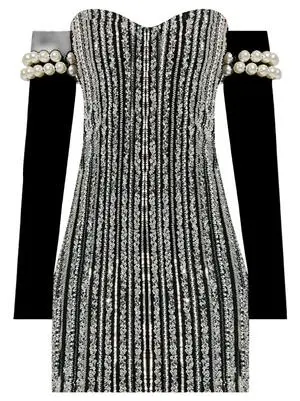 NUR KARAATA Black / Silver Schloss Mini Dress - Black/silver