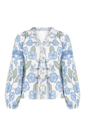 BINDU Carlie Blouse Fleur Bleu - Blue