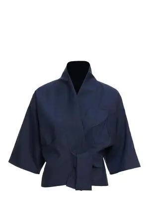 MOE Jeans Wool Vest Jacket Front Pocket - Blue