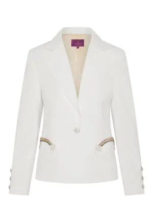 HOUSE OF KIND Single-breasted Blazer With Crystal Beading - White
