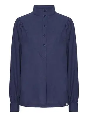 GROBUND Sonja Shirt High Collar In Dark Melange - Blue