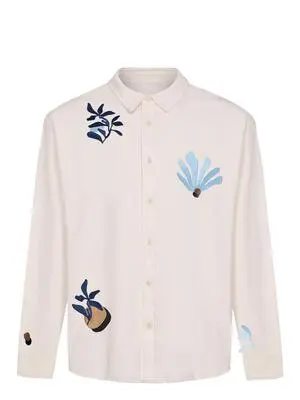 INGMARSON Neutrals Abstract Floral Organic Cotton Shirt Ercu - Beige