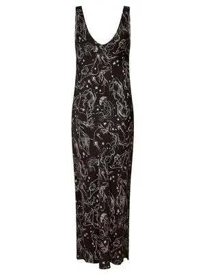 LILY ROU Silk Ray Scoop Midi Slip Dress - Black